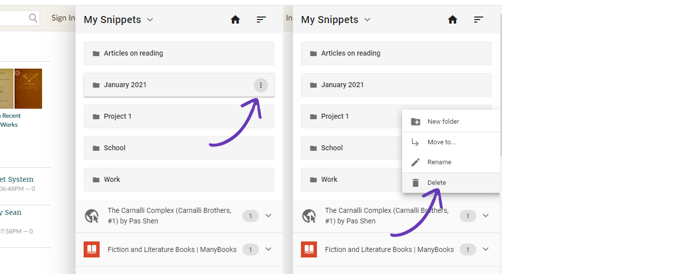Delete a snippet collection or folder - Snippet's Blog